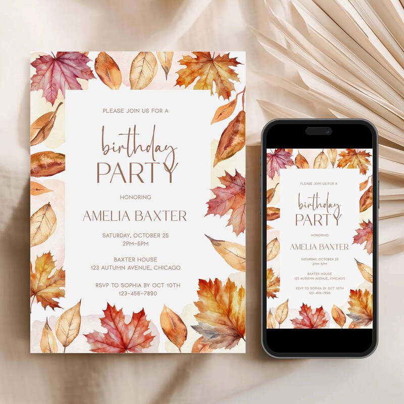 Fall Theme Birthday Invitation - Etsy Canada