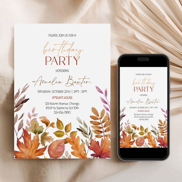 Fall Theme Birthday Invitation - Etsy Canada
