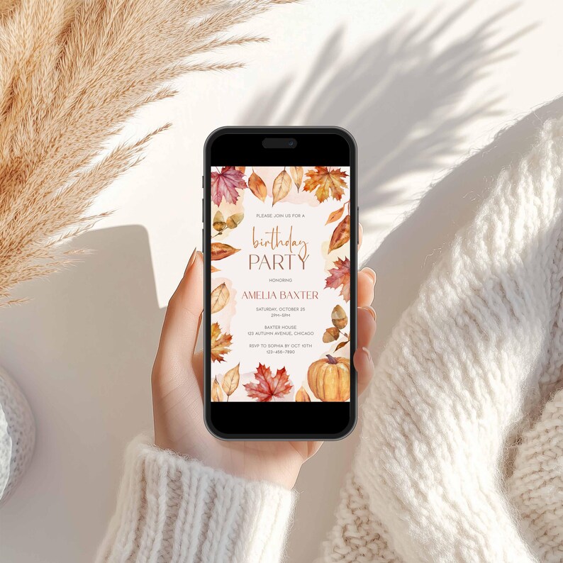 Editable Autumn Birthday Invitation Autumn Birthday Invite Fall Party ...