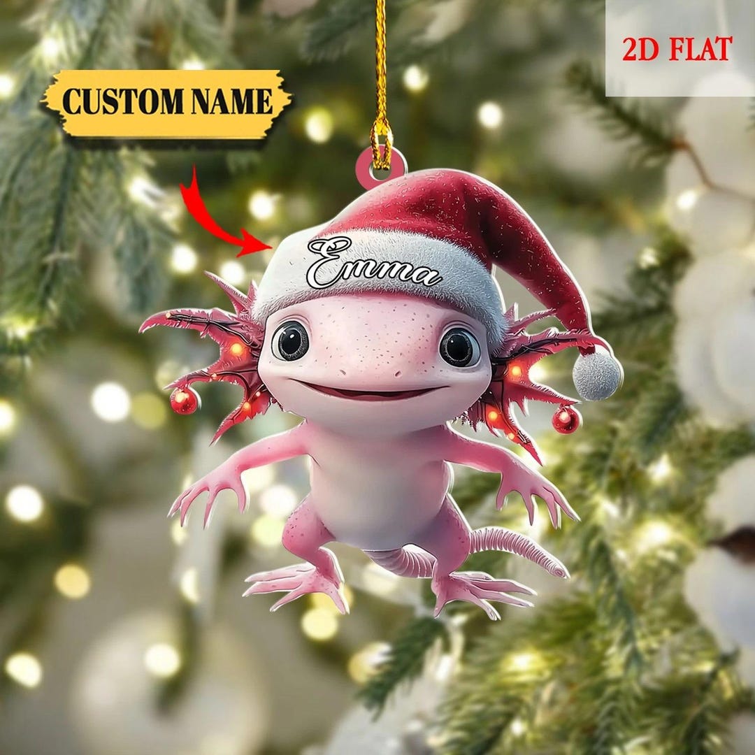 Personalized Axolotl Salamander Ornament 2025, Flat 2D Ornament ...