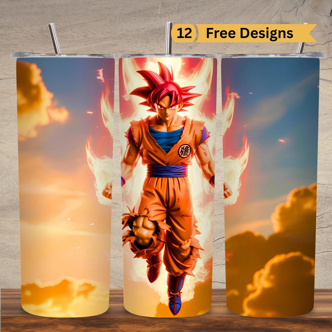 Super Saiyan Goku Tumbler Wrap: 90s Anime Design (PNG Digital Download ...