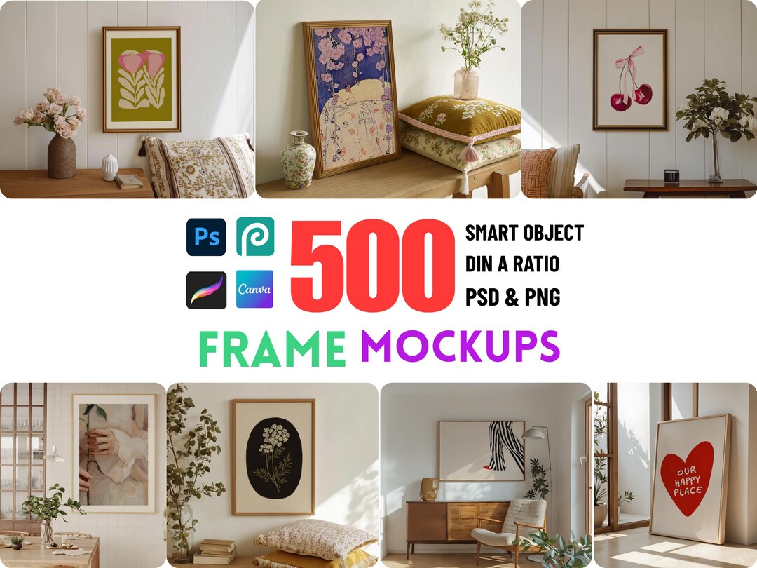 500 Frame Mockup Bundle,poster Mockups Whole Shop Bundle,horizontal ...