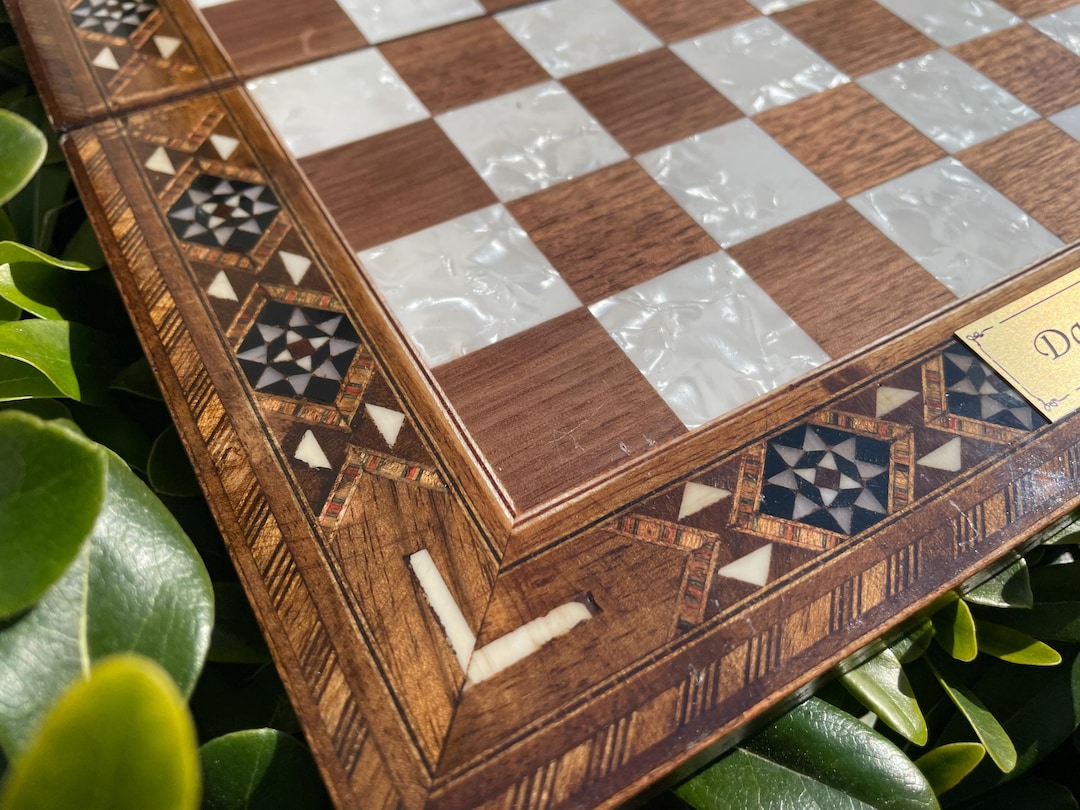 Handmade Walnut & Rosewood Chess Set: Metal Pieces, Foldable Board ...