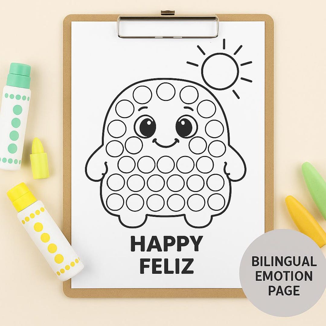 Bilingual Emotions Dot Marker Book: Spanish English Feelings (printable ...