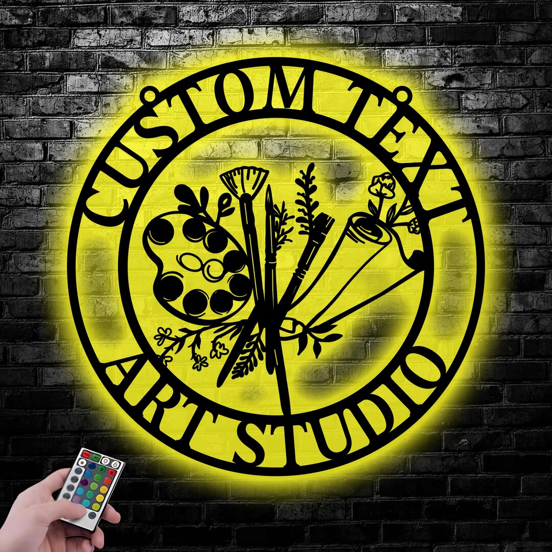 Personalized Art Studio Sign Led Light, Painting Metal Sign, Artists ...
