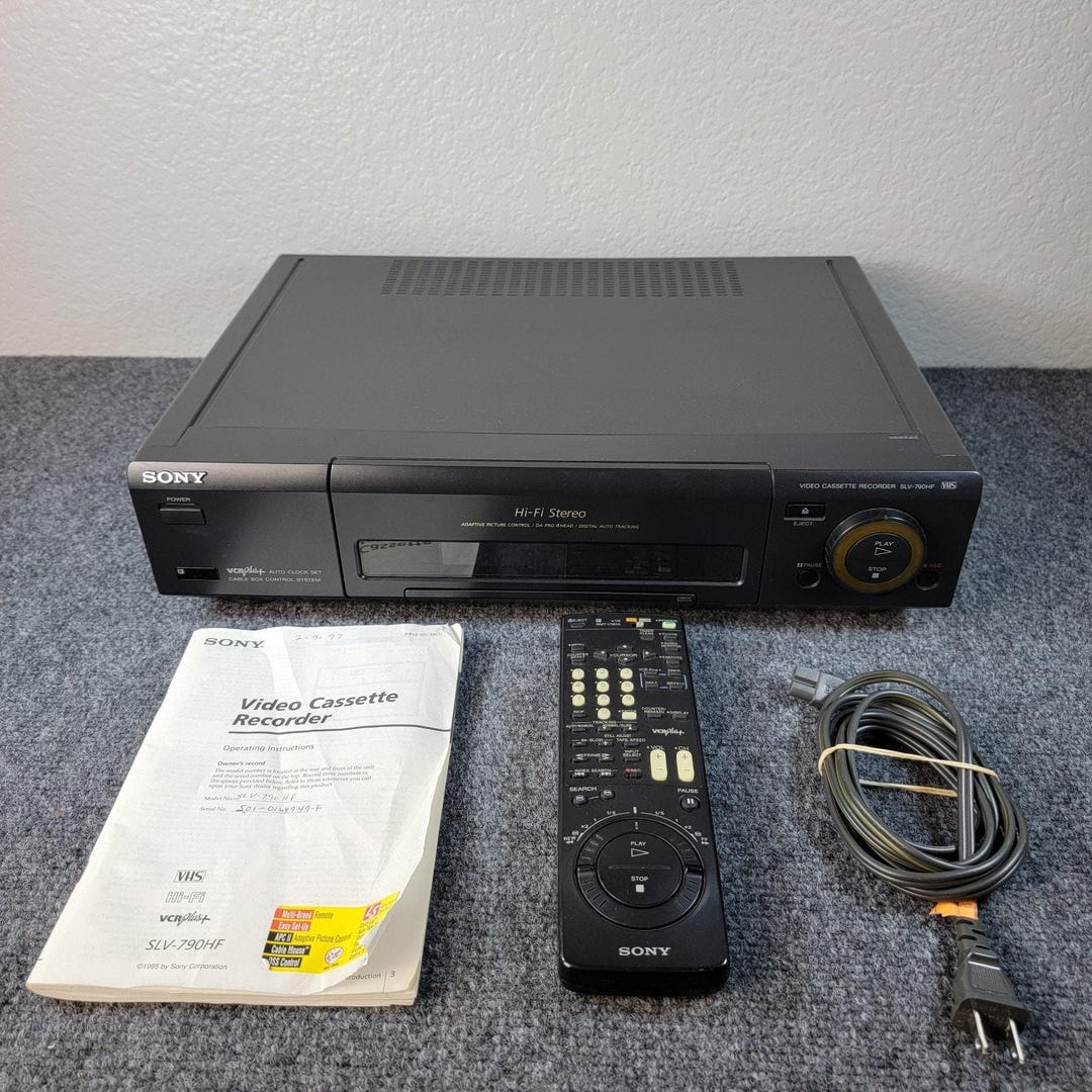 90s Sony VHS VCR 4head Hi Fi Stereo Player W/remote & Manual Works USA ...