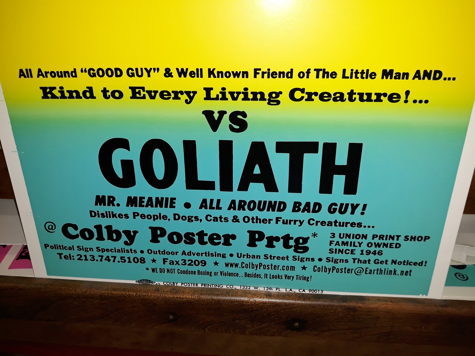 Vintage Colby Poster Printing Co. Boxing Match Poster | Etsy