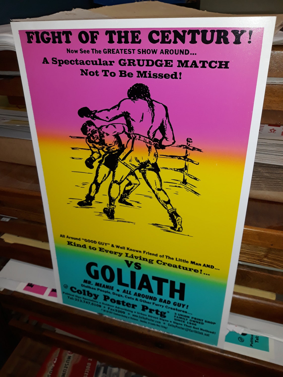 Vintage Colby Poster Printing Co. Boxing Match Poster | Etsy