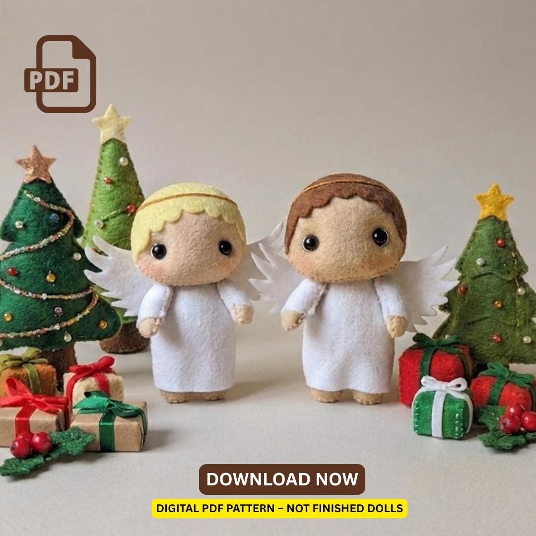 Angel Ornament Sewing Pattern PDF | Felt Christmas Duo | DIY Holiday ...