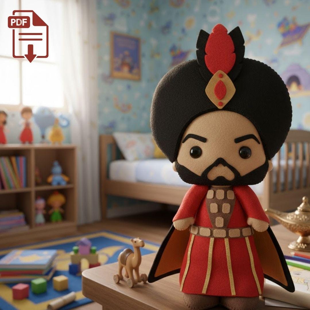 Sewing Pattern – Jafar Felt Doll PDF – DIY Villain Plush Toy With ...