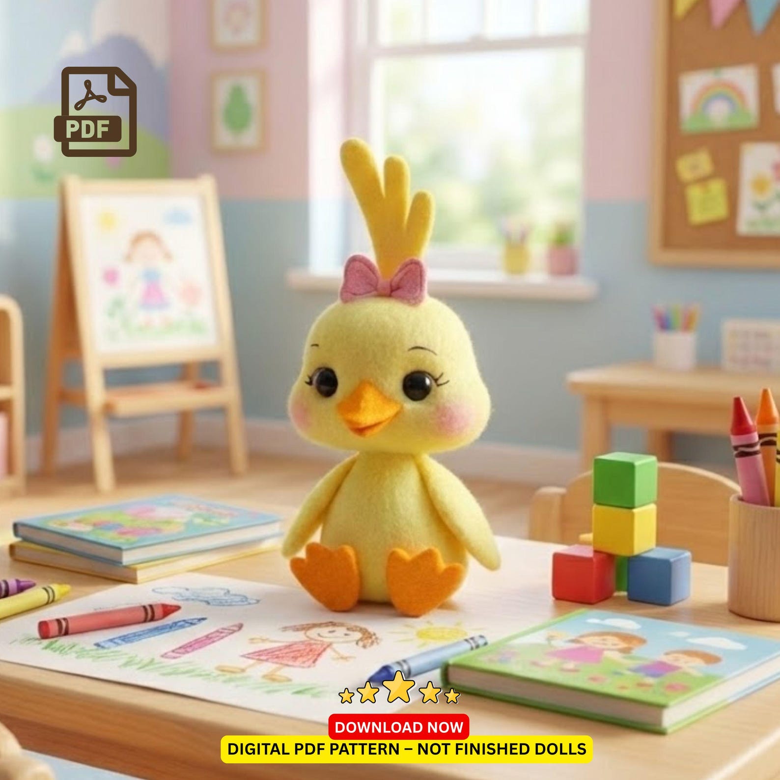 Duckling Felt Doll Sewing Pattern PDF | Baby Plush With Video Tutorial ...