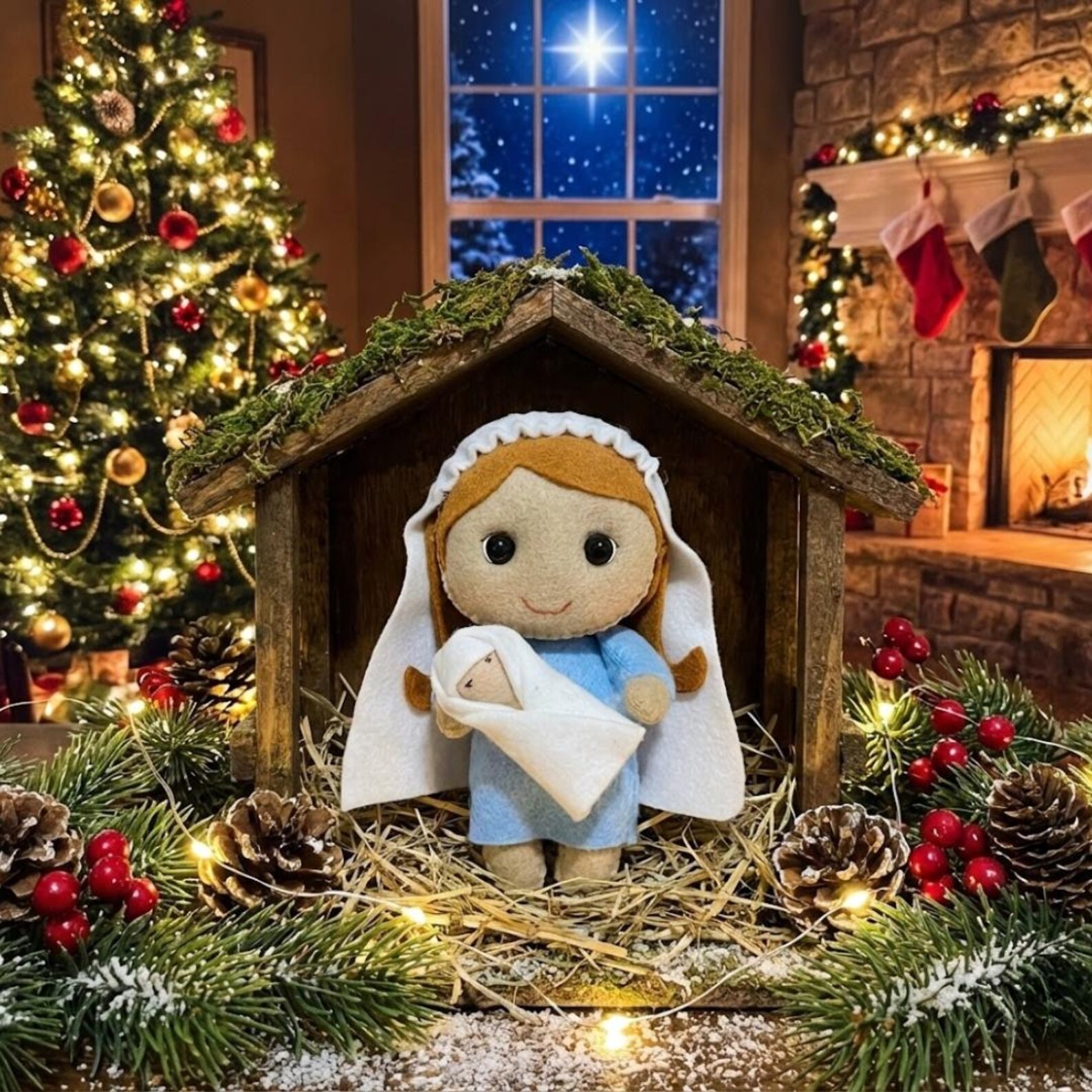 Mary and Baby Jesus Felt Sewing Pattern PDF | Christmas Nativity ...