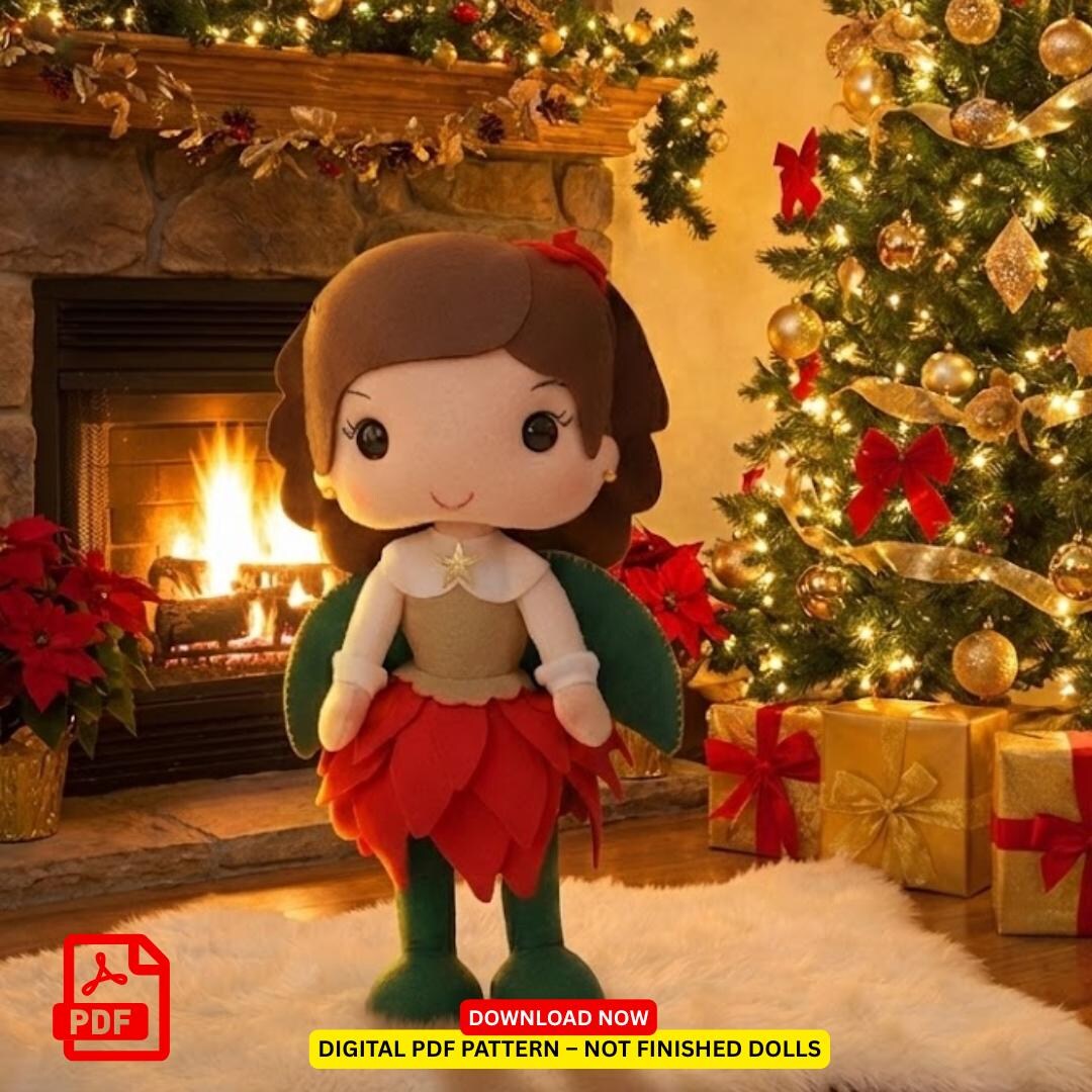 Christmas Fairy Sewing Pattern | Felt Poinsettia Ornament PDF - Etsy