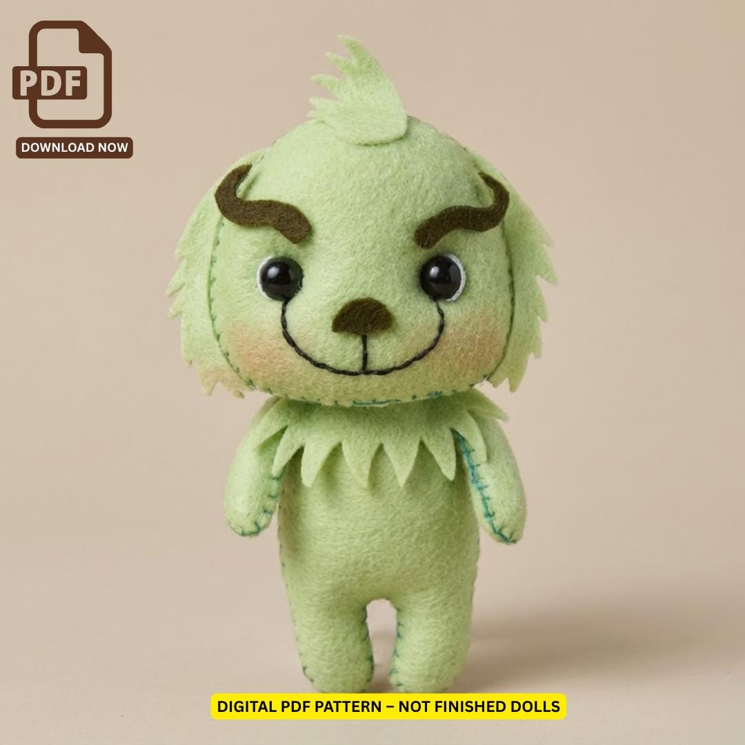 Grinch Sewing Pattern | Felt Christmas Ornament PDF - Etsy