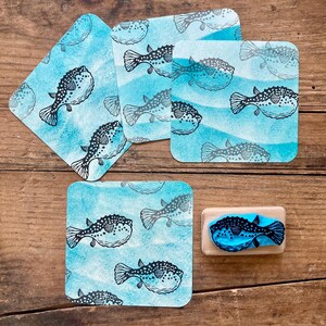 Little Puffer Fish Stamp, Hand Carved, Wood Mounted - Etsy