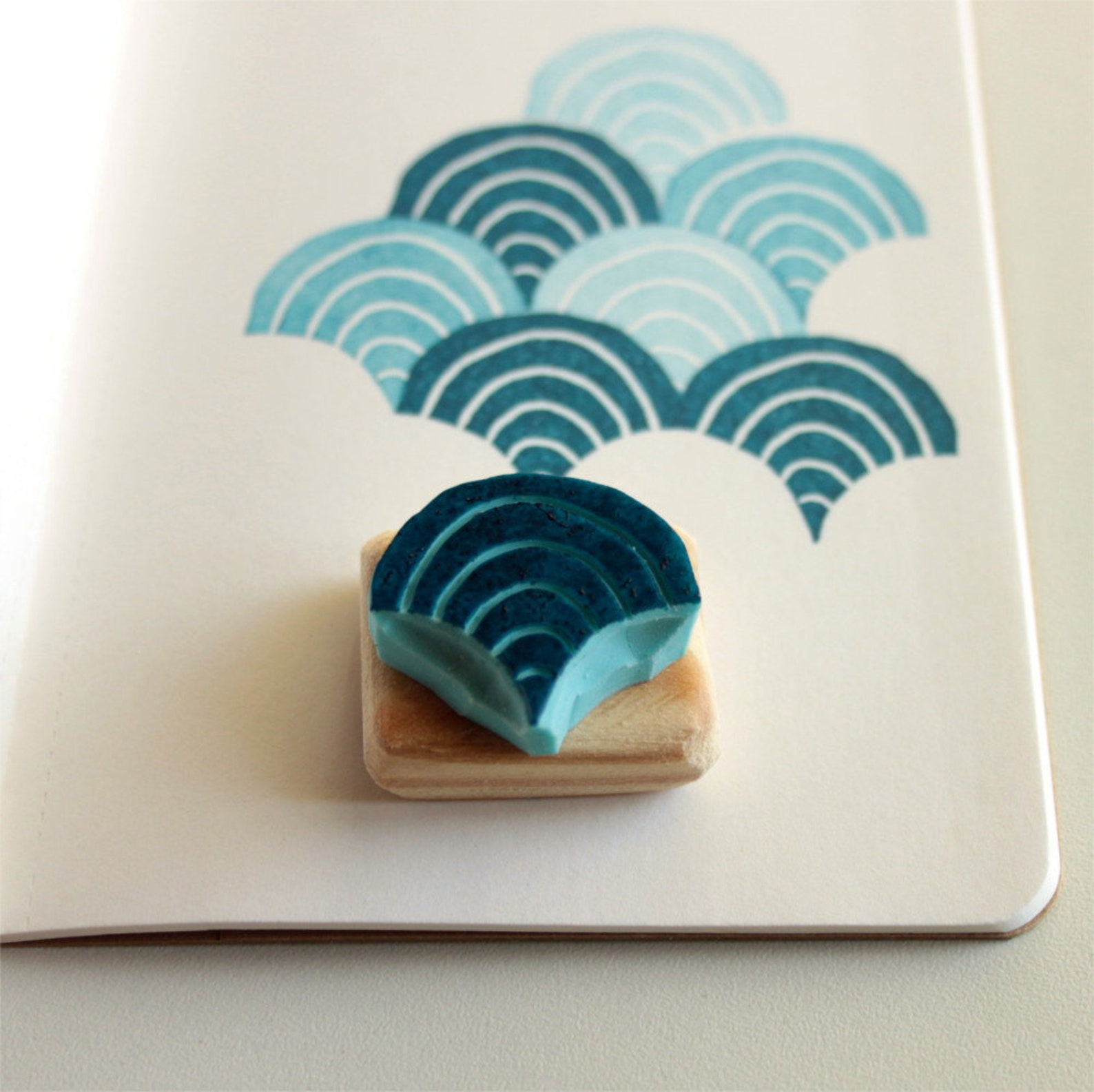 Japanese Wave Tiny Stamp, Hand Carved, Wood Mounted - Etsy