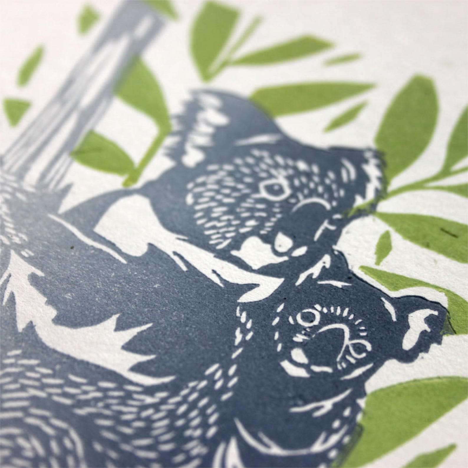 Koala Mum and Baby Original Linocut Print Signed and Dated | Etsy
