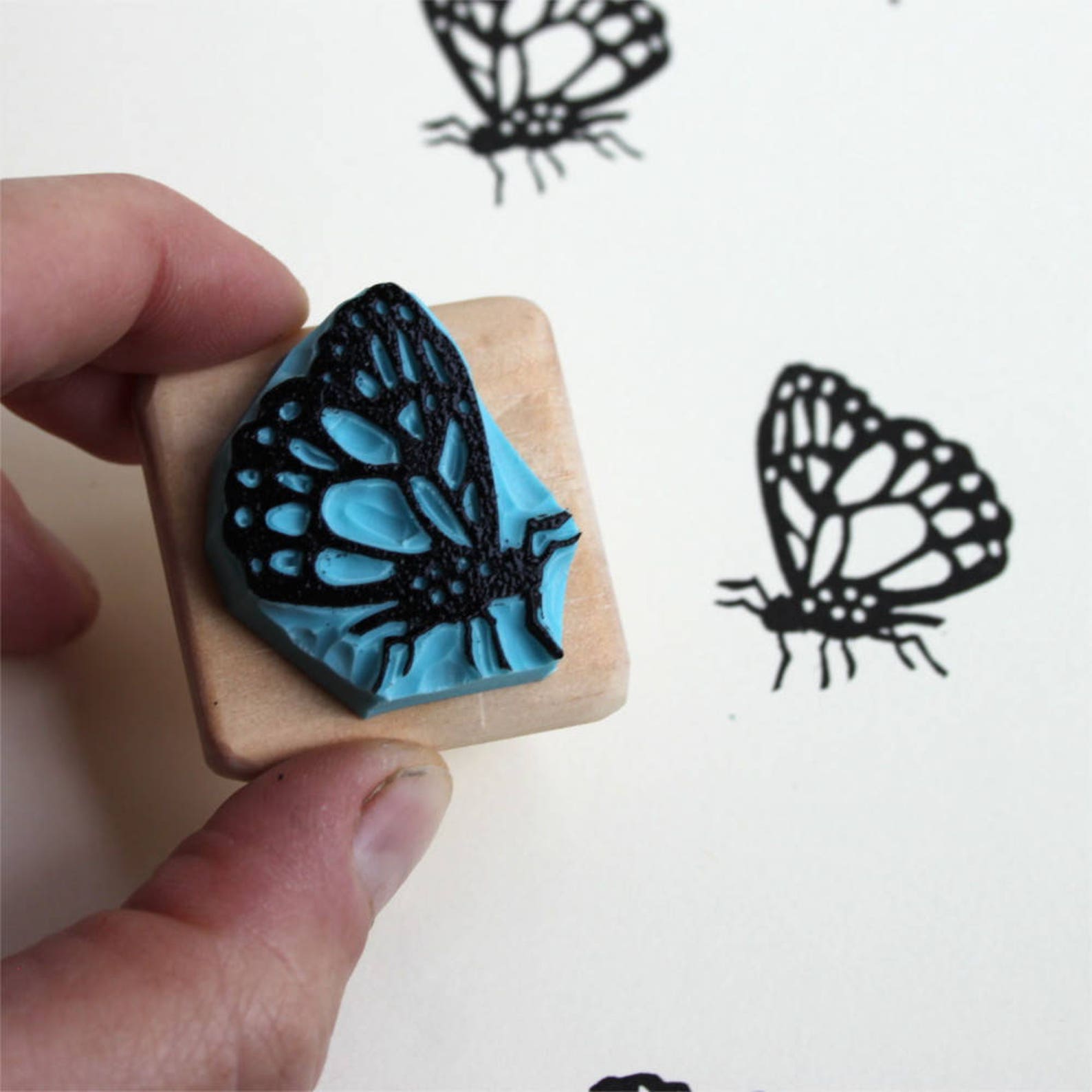 Butterfly Stamp, Hand Carved, Wood Mounted - Etsy