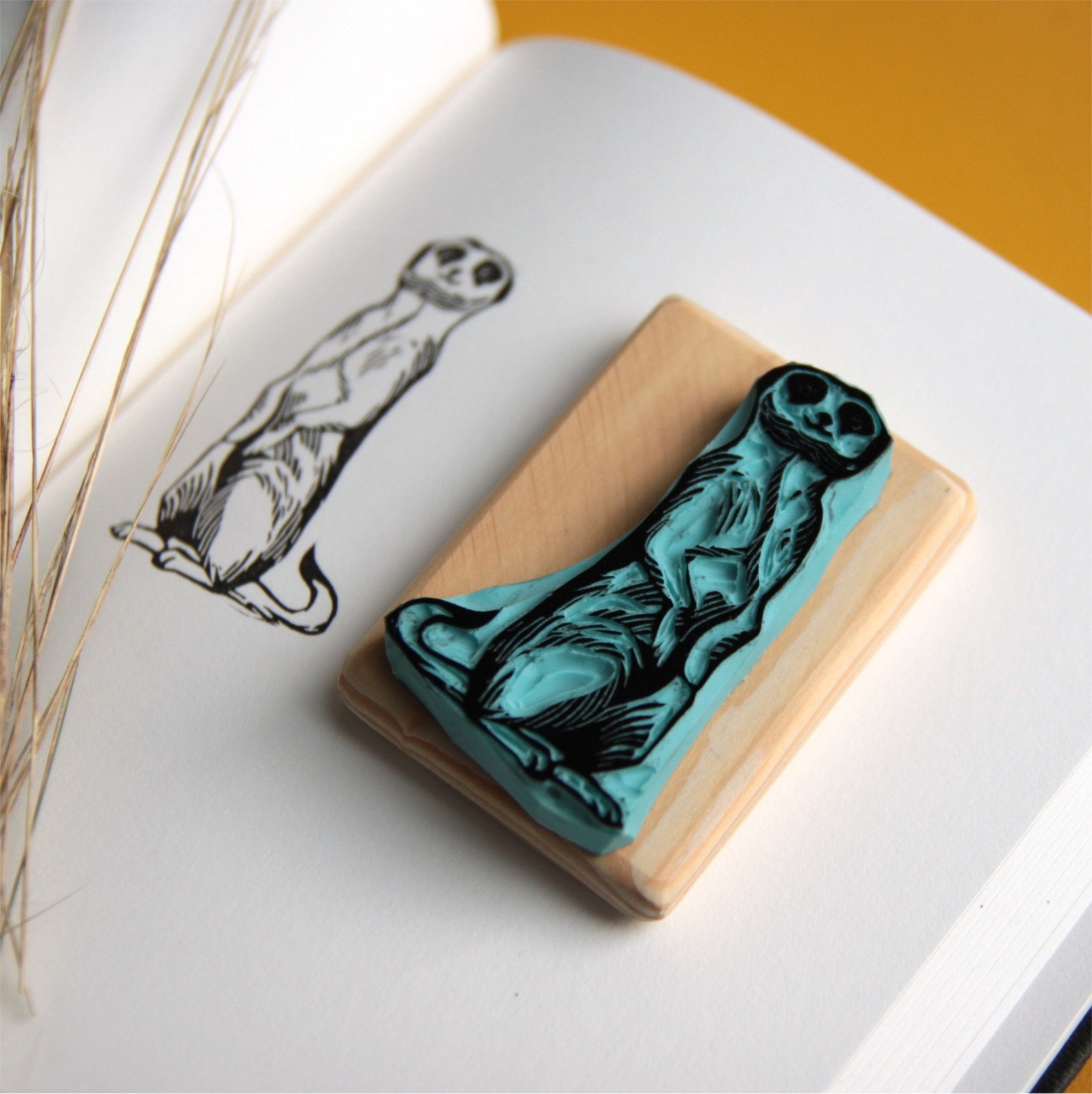 Meerkat Stamp, Hand Carved, Wood Mounted - Etsy