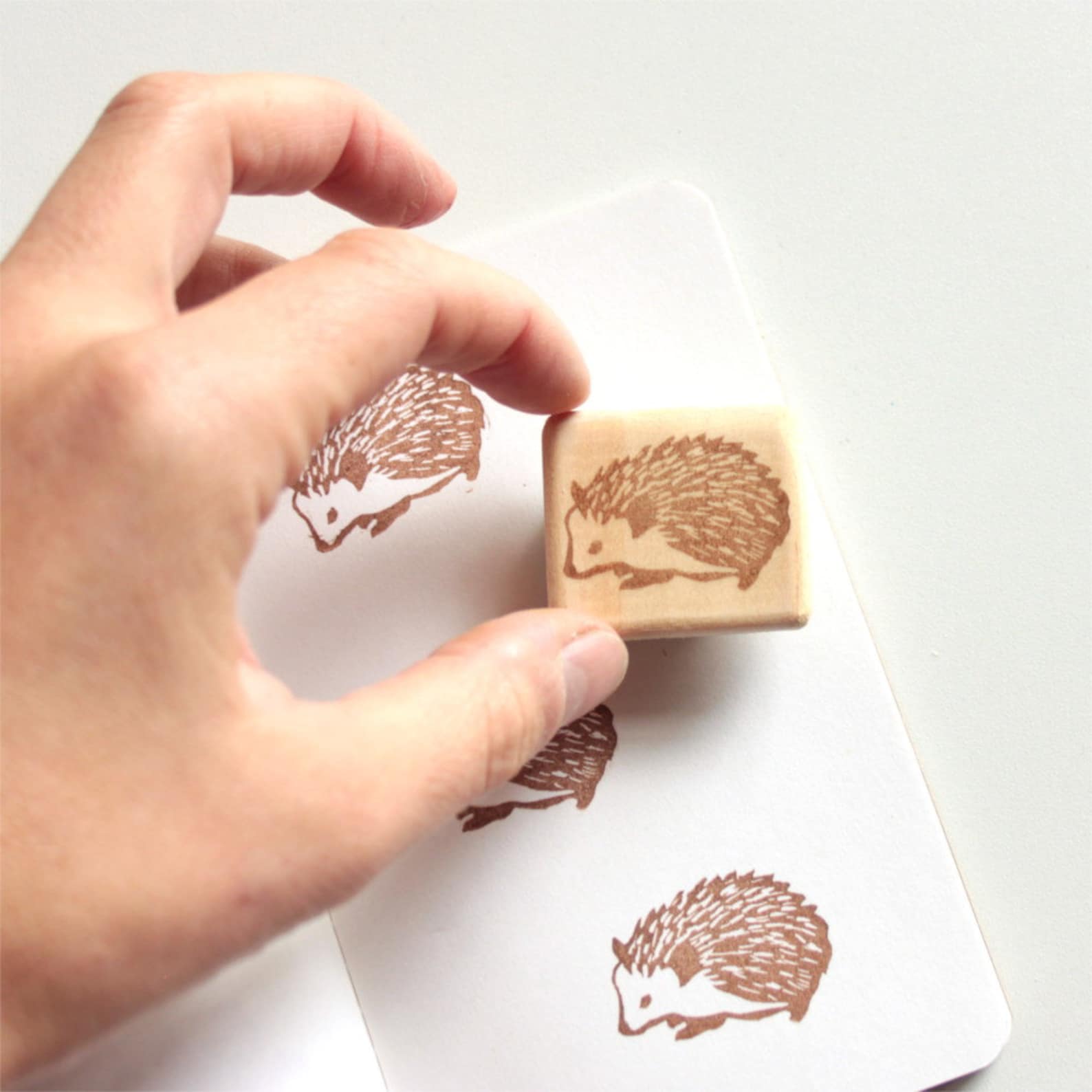 Hedgehog Stamp Hand Carved Wood Mounted | Etsy