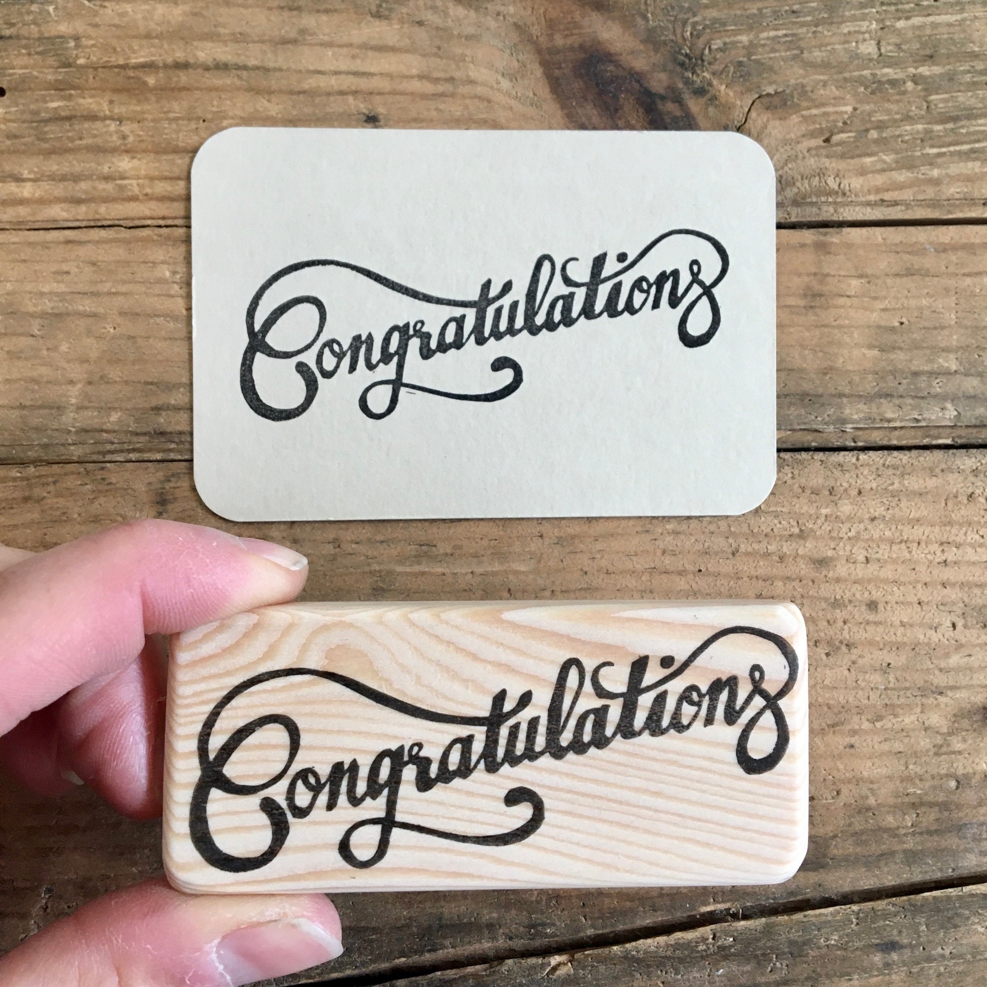 Congratulations Rubber Stamp, Lettering, Hand Carved, Wood Mounted - Etsy