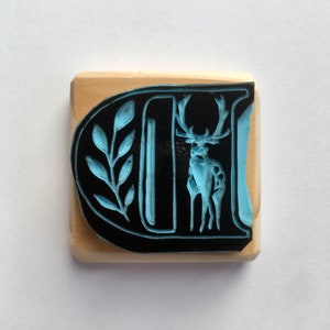 D Letter Rubber Stamp d for Deer, Lettering, Hand Carved, Wood Mounted ...