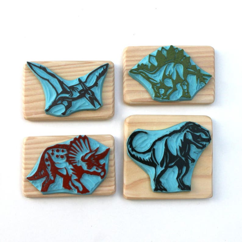 Dinosaur Rubber Stamp Stegosaurus Hand Carved Wood Mounted | Etsy