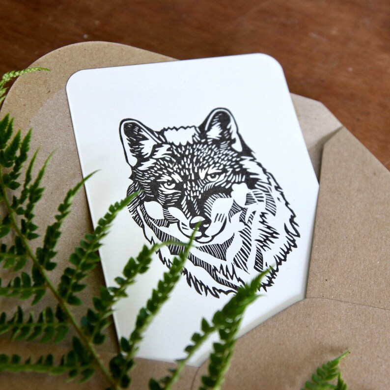 Wolf Stamp, Hand Carved, Wood Mounted - Etsy