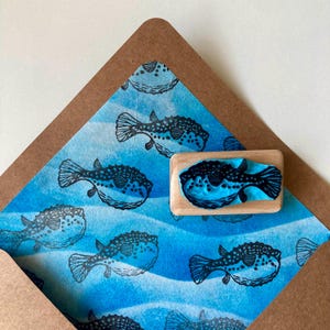 Little Puffer Fish Stamp, Hand Carved, Wood Mounted - Etsy