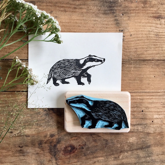 Badger Stamp Hand Carved Wood Mounted - Etsy UK