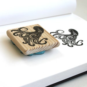 Octopus Stamp, Hand Carved, Wood Mounted - Etsy