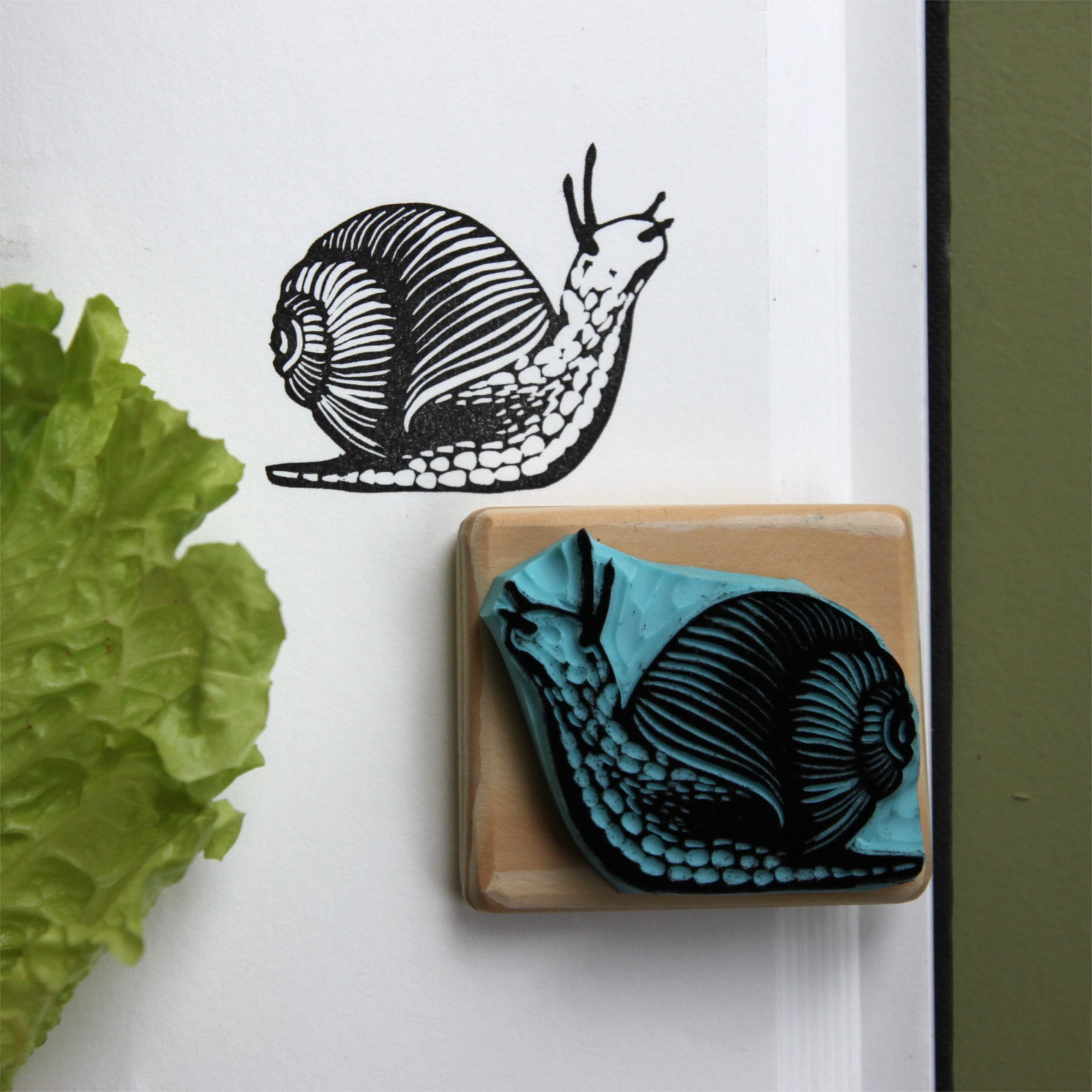 Snail Stamp Hand Carved Wood Mounted | Etsy
