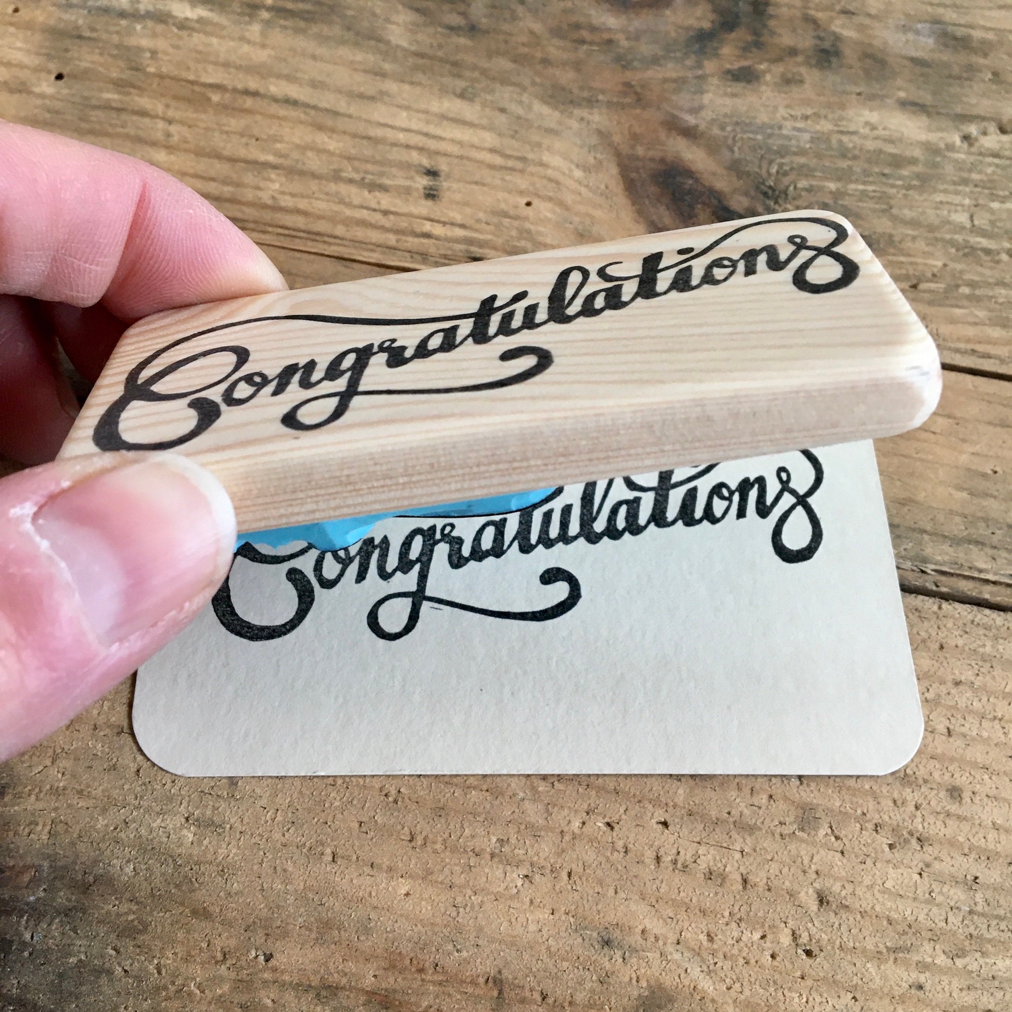 Congratulations Rubber Stamp, Lettering, Hand Carved, Wood Mounted - Etsy