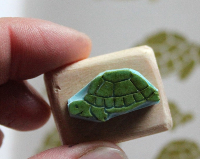 Tiny Sea Turtle Stamp, Hand Carved, Wood Mounted - Etsy