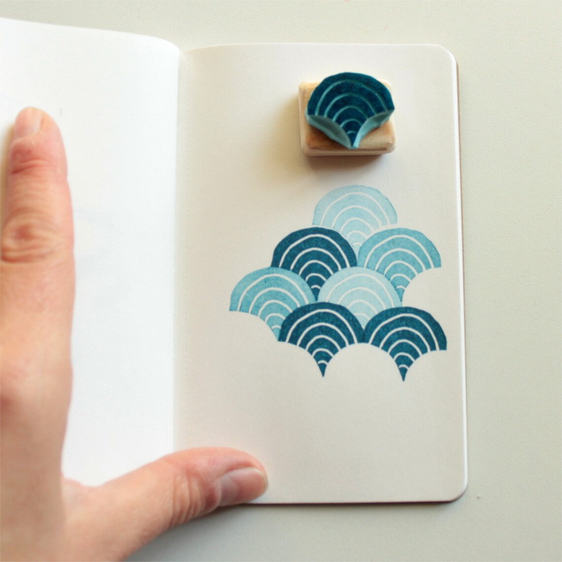 Japanese Wave Tiny Stamp, Hand Carved, Wood Mounted - Etsy