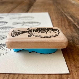 Little Puffer Fish Stamp, Hand Carved, Wood Mounted - Etsy