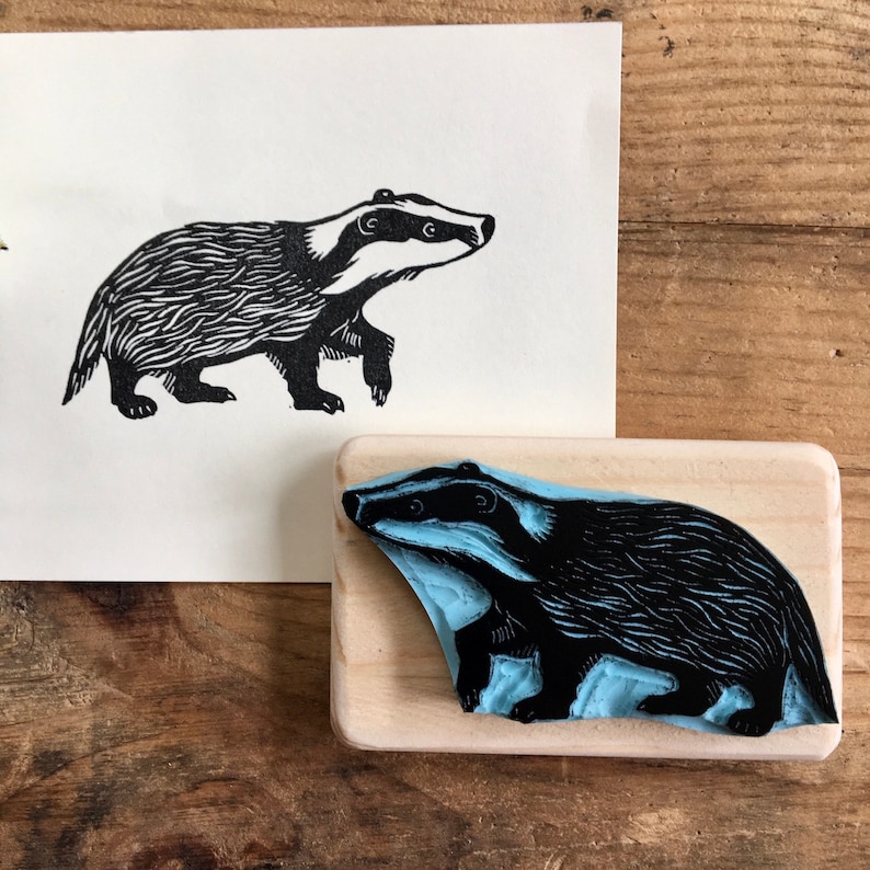 Badger Stamp Hand Carved Wood Mounted - Etsy