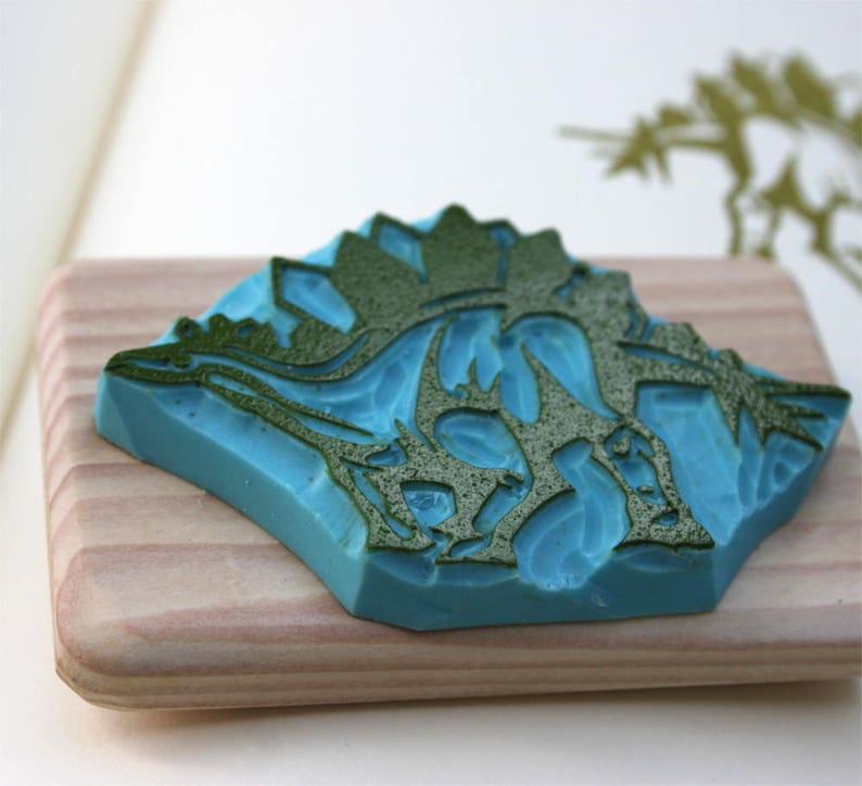 Dinosaur Rubber Stamp Stegosaurus Hand Carved Wood Mounted | Etsy
