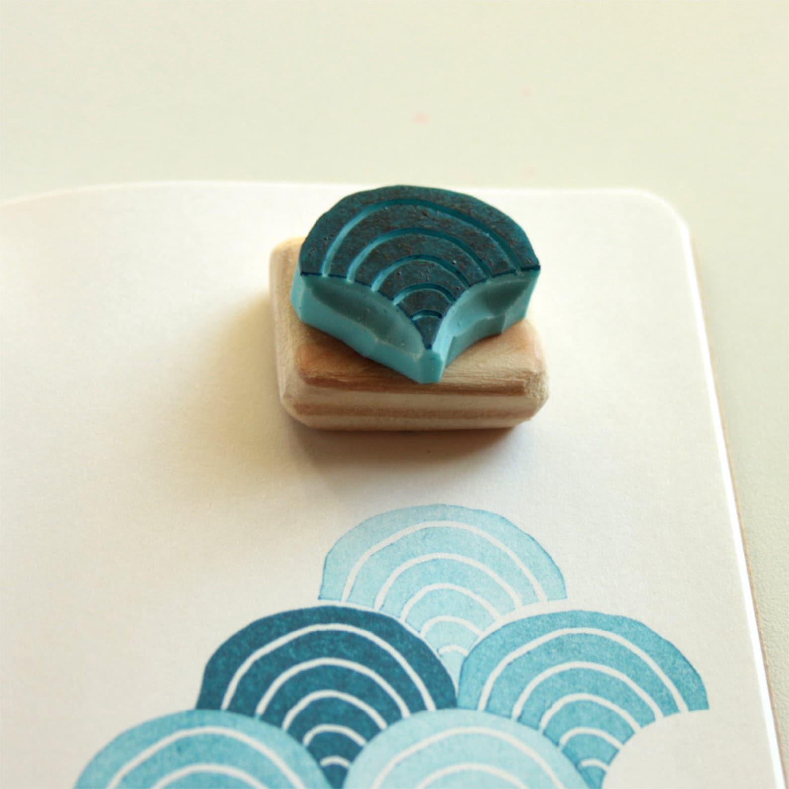Japanese Wave Tiny Stamp, Hand Carved, Wood Mounted - Etsy