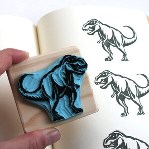 Dinosaur Rubber Stamp, T Rex, Tyrannosaurus Rex Hand Carved, Wood ...