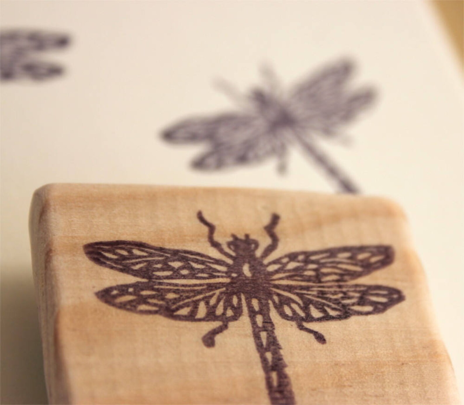 Dragonfly Stamp, Hand Carved, Wood Mounted - Etsy