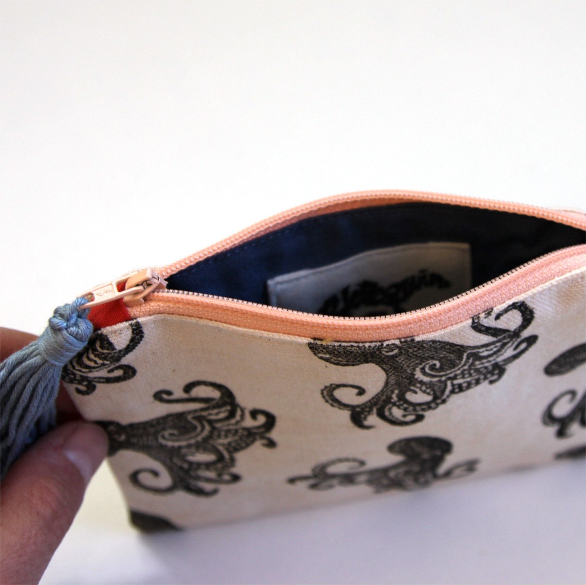 Octopus Little Pencil Case Block Printing Handmade - Etsy
