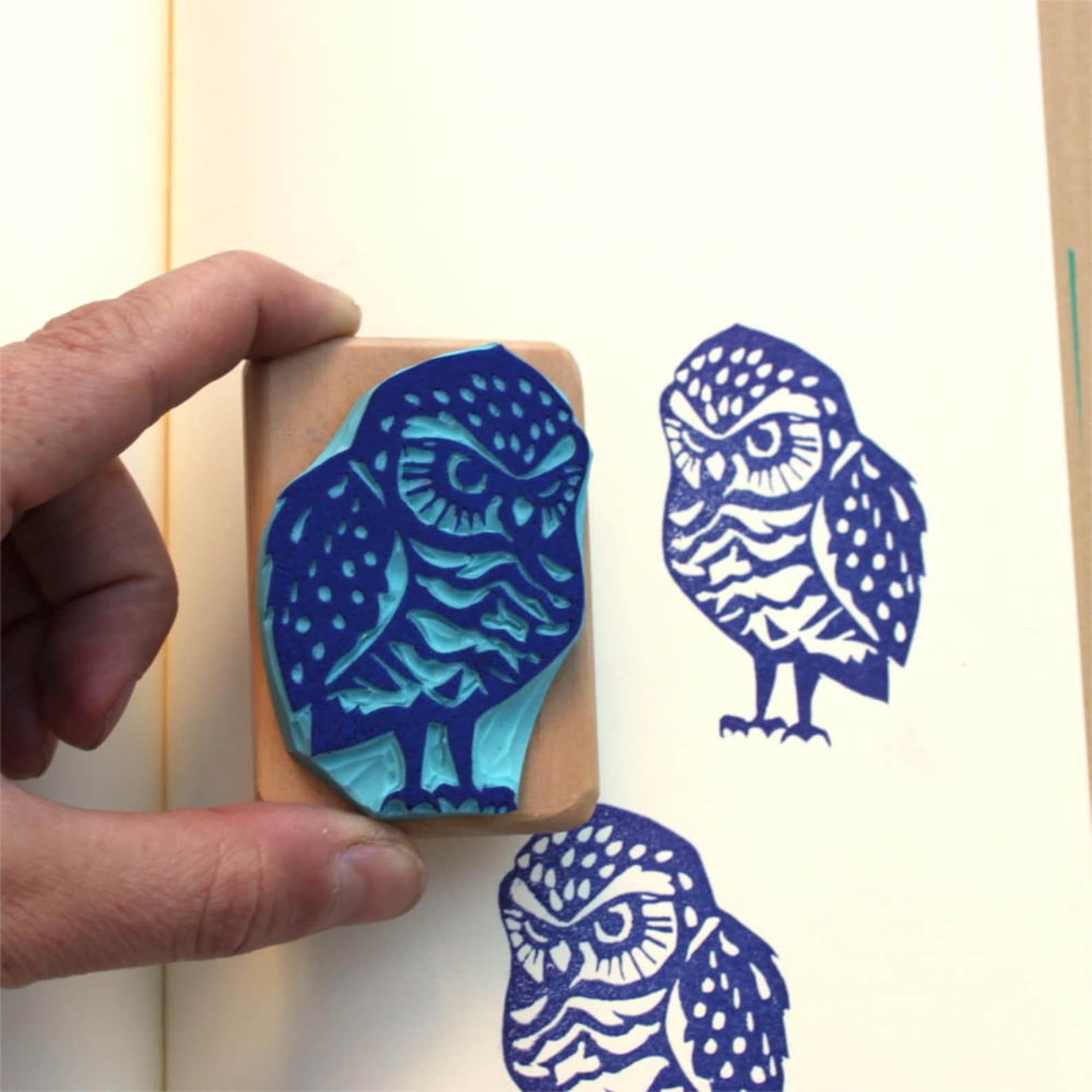 Grumpy Owl Rubber Stamp Hand Carved Wood Mounted - Etsy