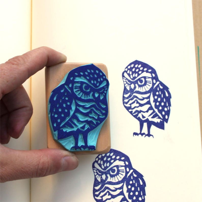 Grumpy Owl Rubber Stamp, Hand Carved, Wood Mounted - Etsy