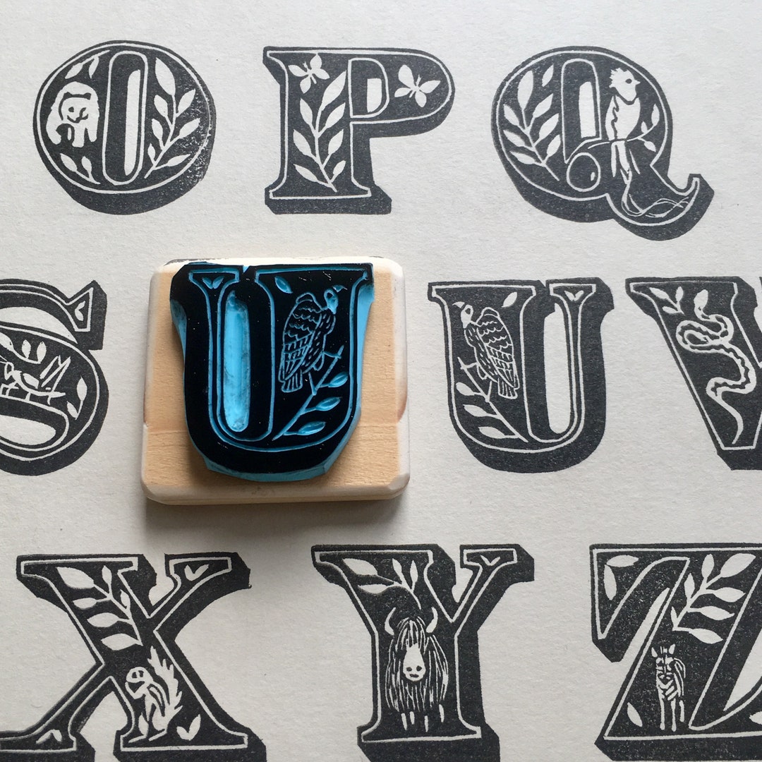 U Letter Rubber Stamp "u for Urubu", Lettering, Hand Carved, Wood ...