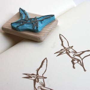 Dinosaur Rubber Stamp, Pteranodon, Hand Carved, Wood Mounted - Etsy