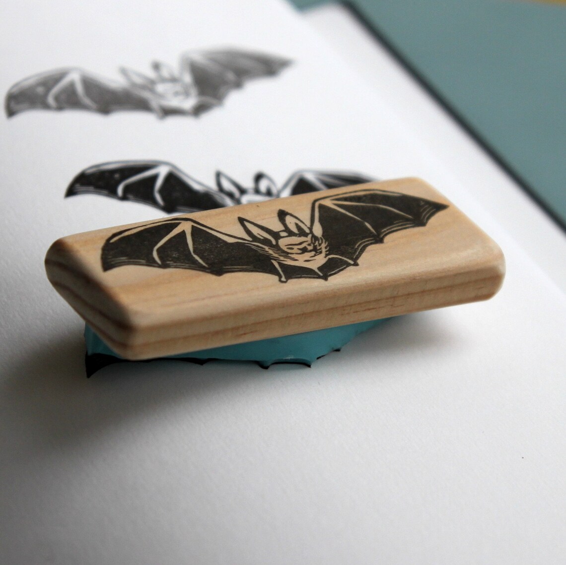 Bat Stamp Hand Carved Wood Mounted | Etsy