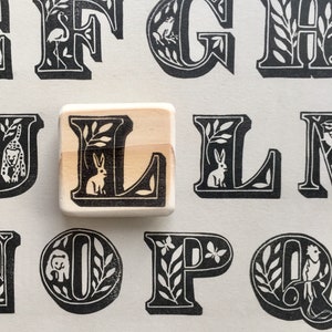 L Letter Rubber Stamp l for Lapin, Lettering, Hand Carved, Wood Mounted ...