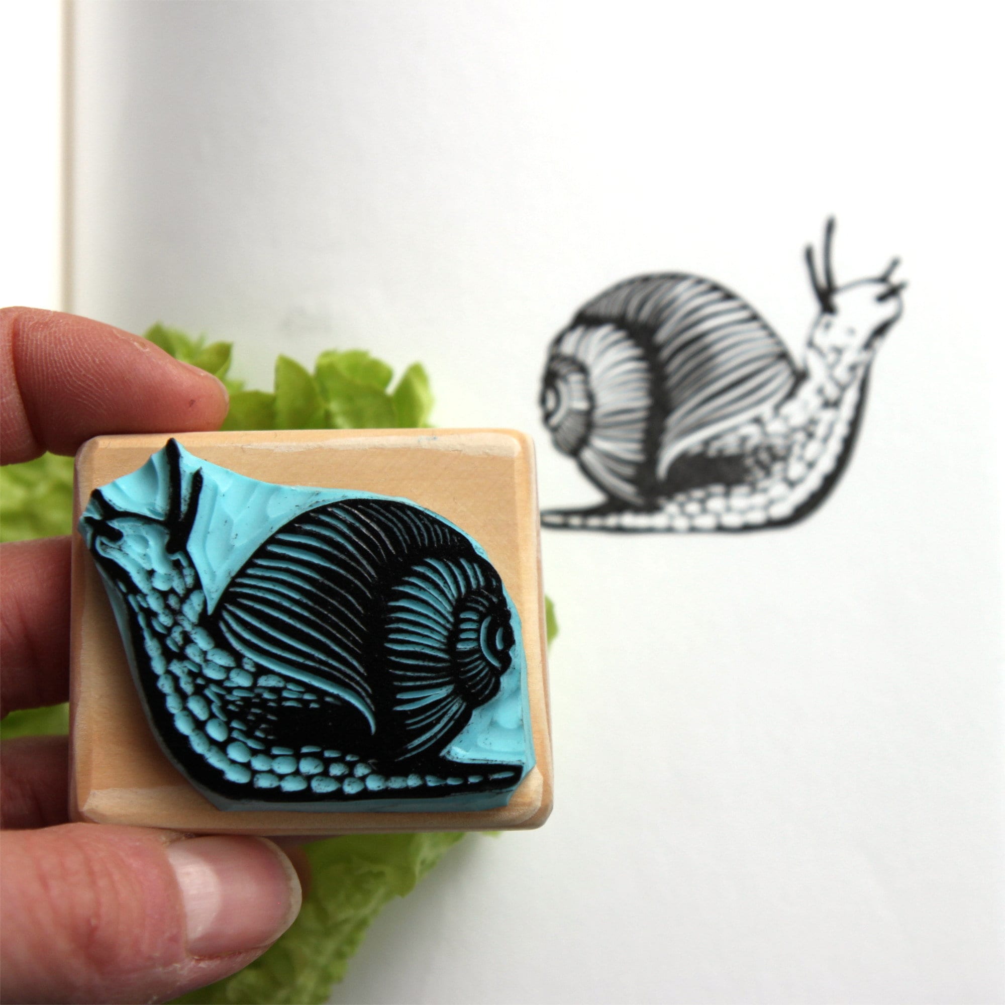 Snail Stamp Hand Carved Wood Mounted | Etsy