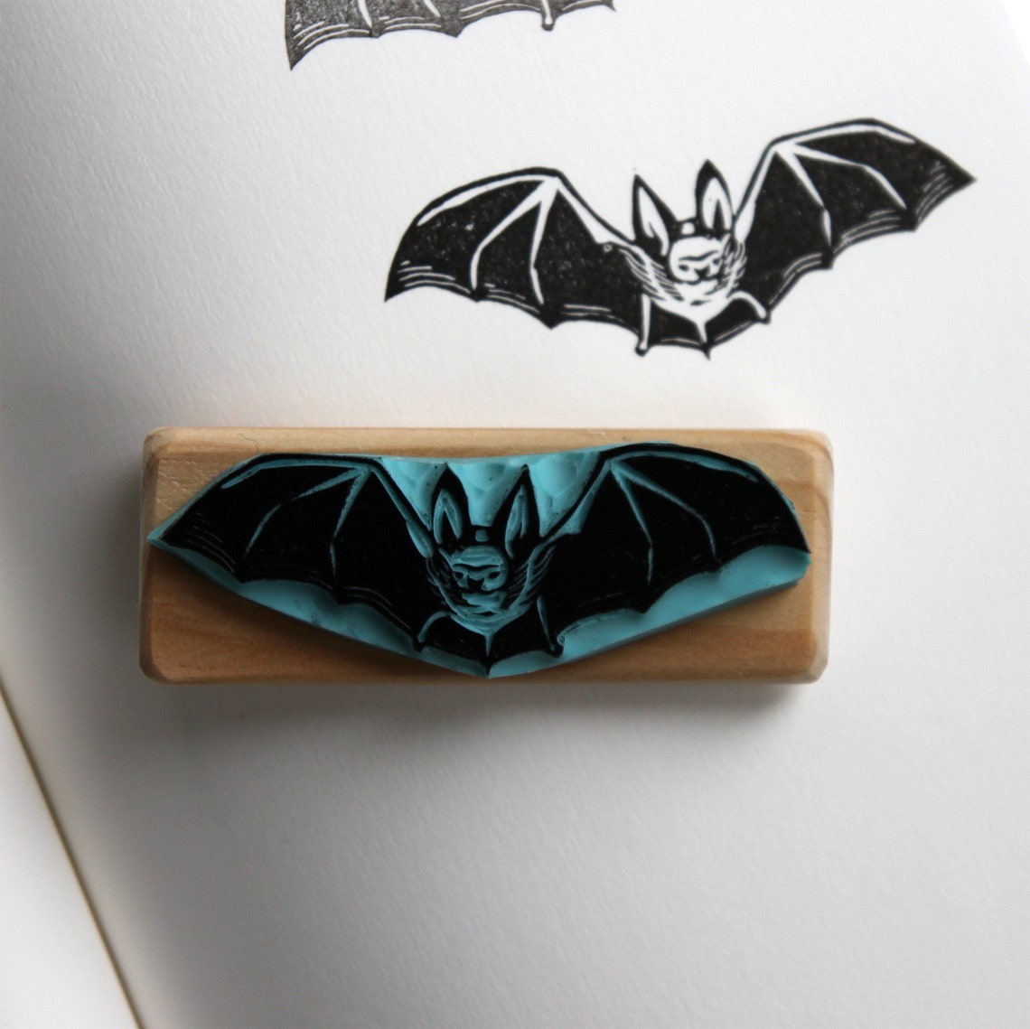 Bat Stamp Hand Carved Wood Mounted | Etsy